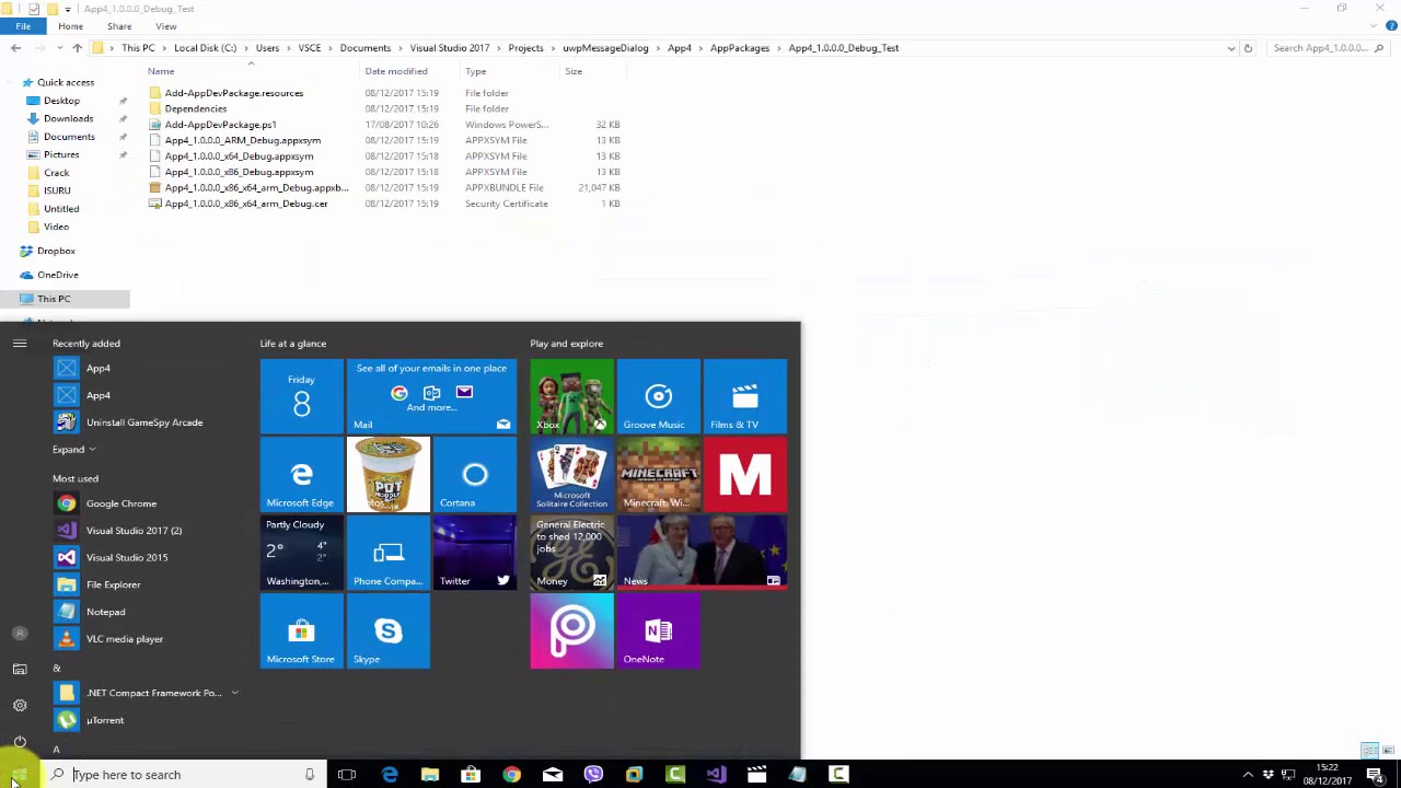 Create Package UWP and Install to Windows 10 PC