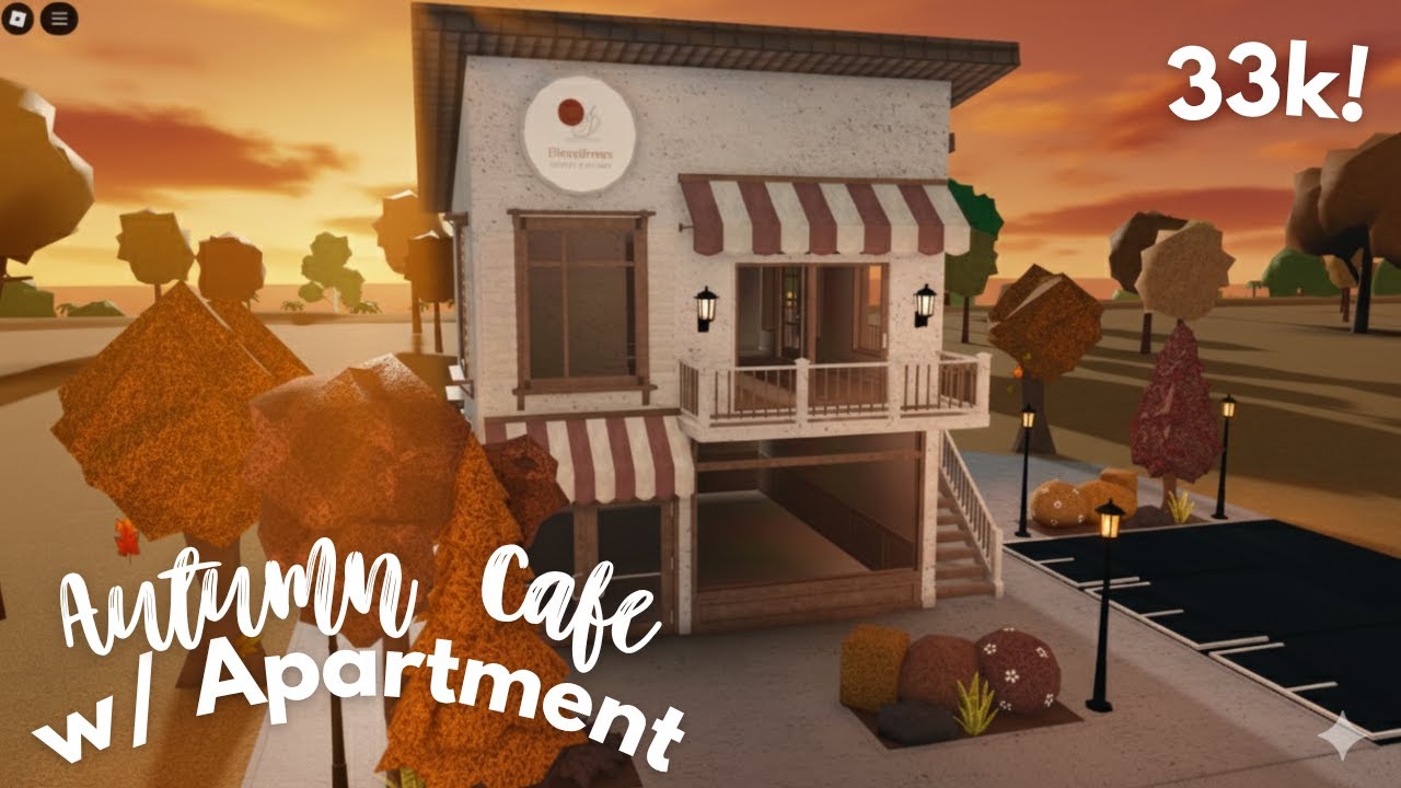 🍂 autumn cafe with apartment! [ bloxburg exterior build  part 1 ]