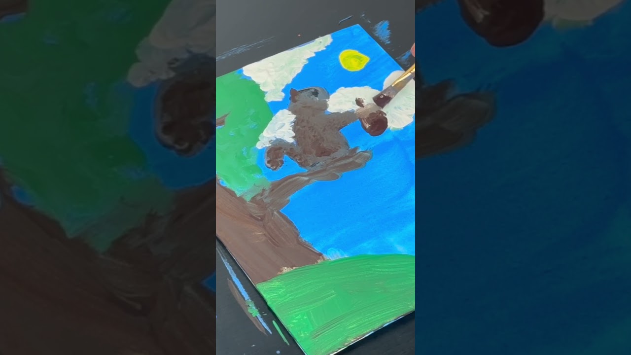 Squirrel Art #art #acrylic #animals #animal #shorts #short #squirrel #nature #trees #hills #sun