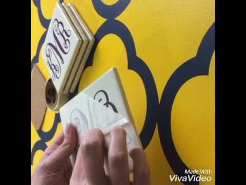 DIY Coaster Set with Ceramic Tile and Vinyl Decal