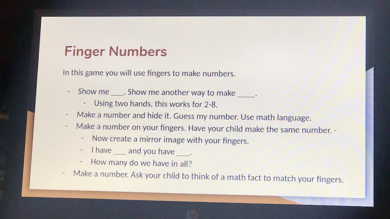 Math at Bedtime (or anytime) - Finger Numbers