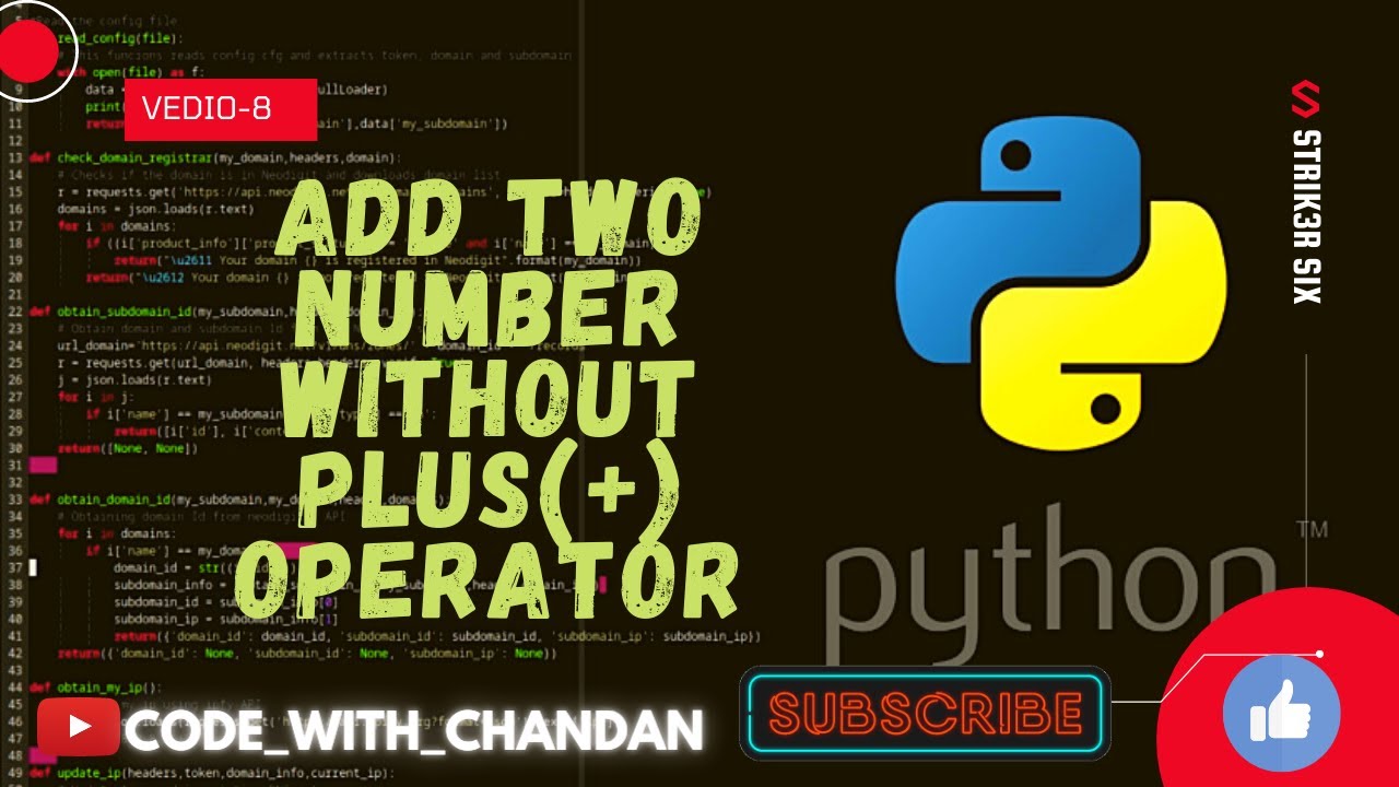 Add Two Number Without + Operator in Python  || Add Two Number In python || Python Tutorial