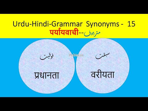 Urdu Hindi Grammar-Synonyms-15 -पर्यायवाची-مترادف-Urdu in Competitive exams-Urdu competitive exams