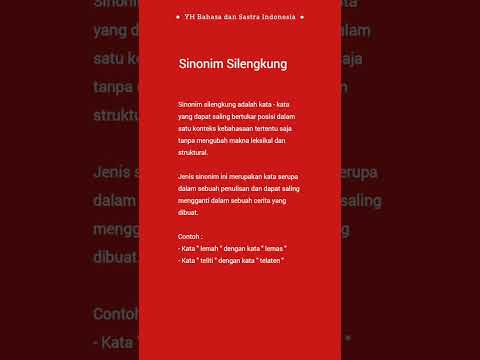 YH Bahasa dan Sastra Indonesia || Sinonim Silengkung