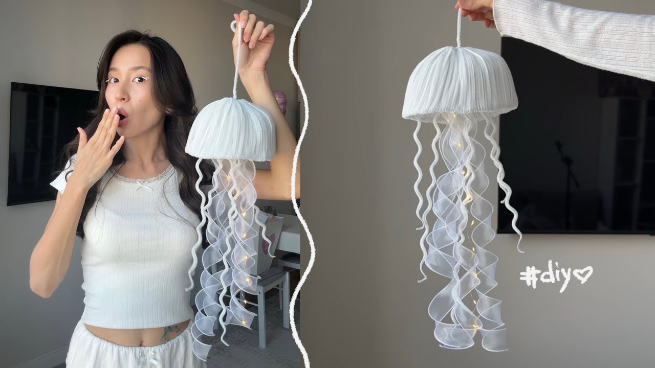 DIY Jellyfish Lamp from Pipe Cleaner ⋆｡𖦹°⭒˚