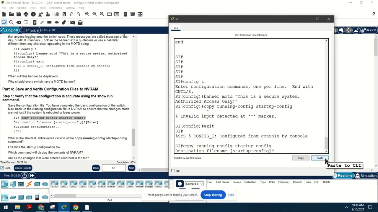 Configure Initial Switch Settings via CLI