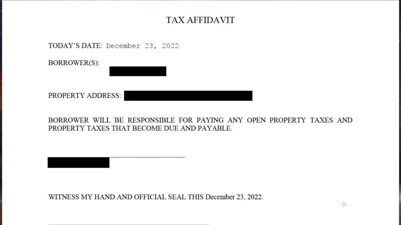 Tax Affidavit Document Script