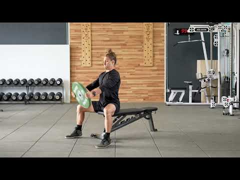 Seated Weight Plate Front Raise | myworkouts.io