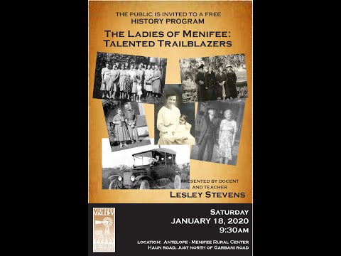 Presentation: The Ladies of Menifee ~ Talented Trailblazers