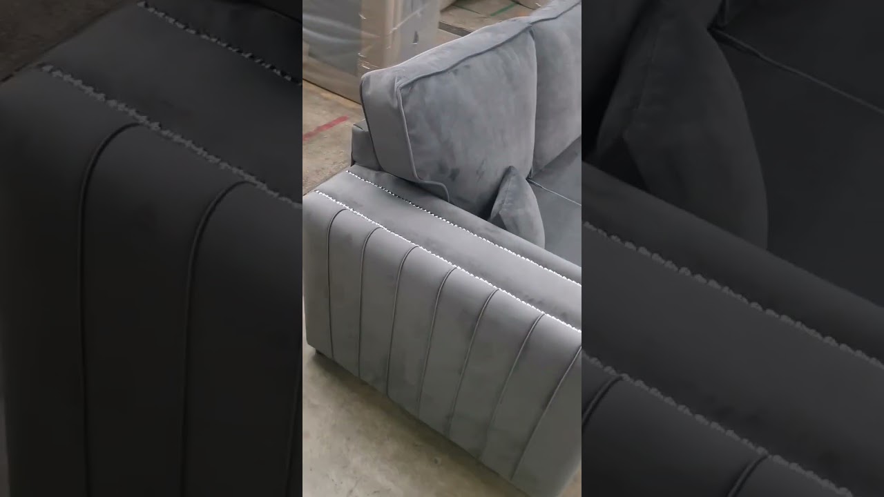 Grey Plush Layla Corner Sofa Fullback