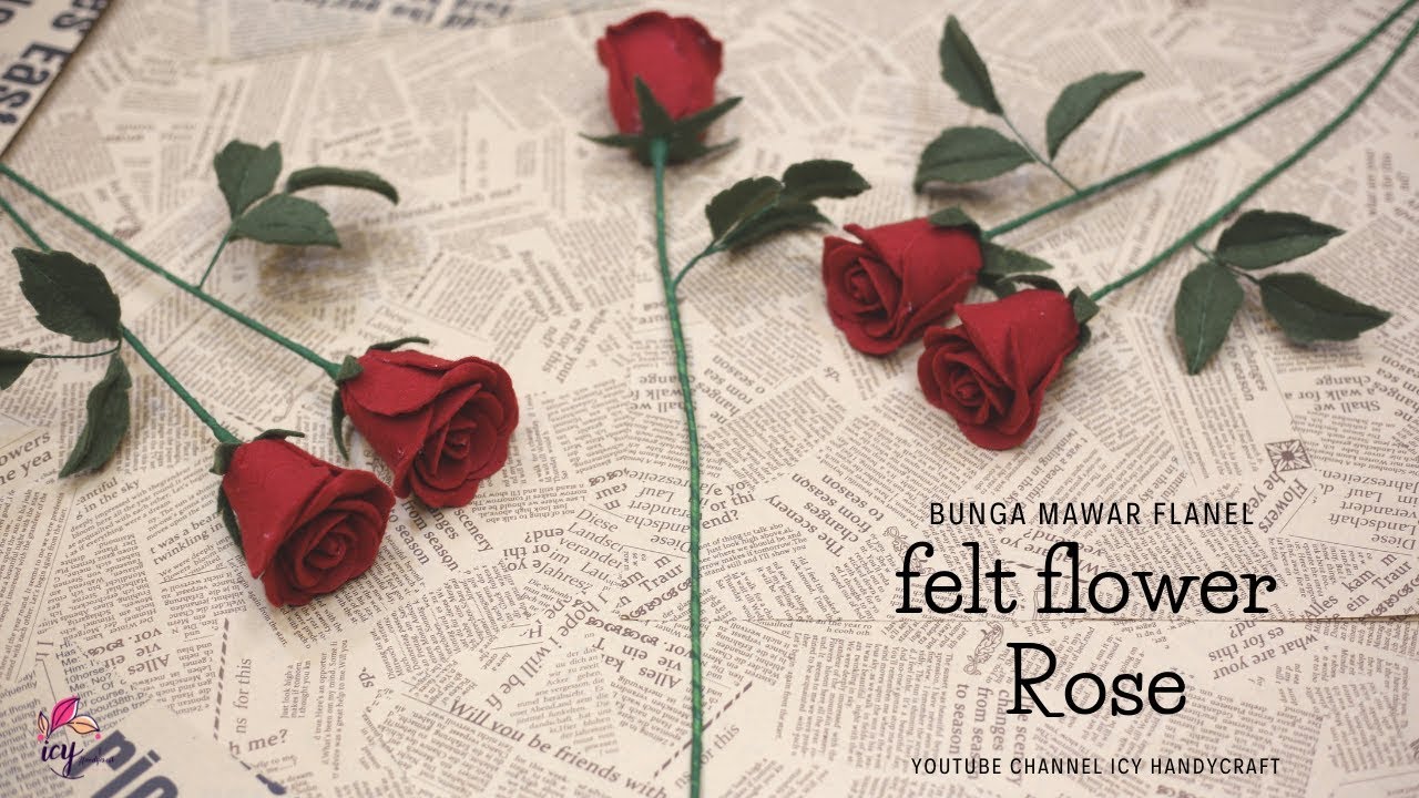 CARA MEMBUAT BUNGA MAWAR DARI KAIN FLANEL | BUNGA FLANEL | HOW TO MAKE FELT FLOWER ROSE TUTORIAL |