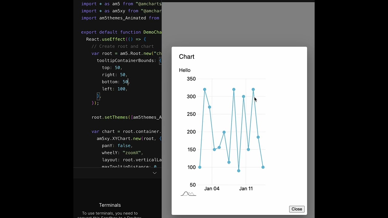 Amcharts React tooltip issue