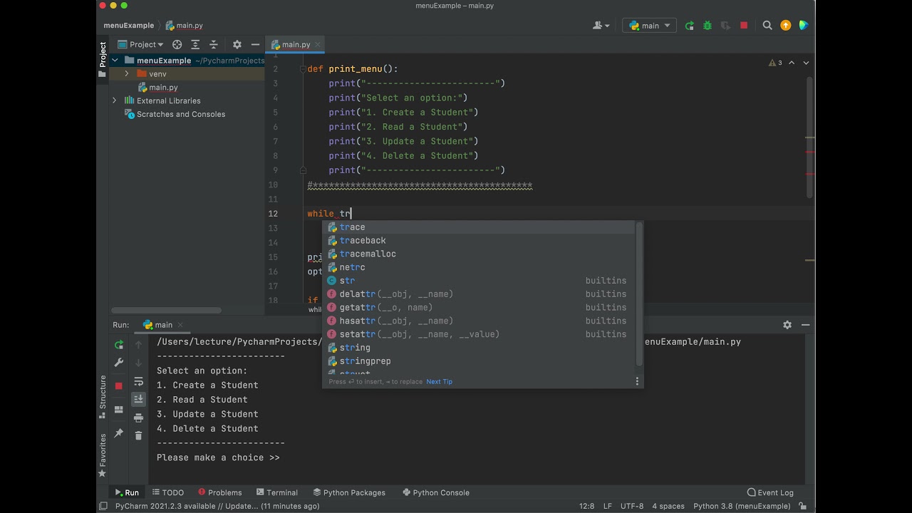Python Console Menu Example