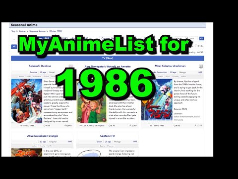 History Of Fan Anime 182 : MyAnimeList 1986 : What MUST You Watch?
