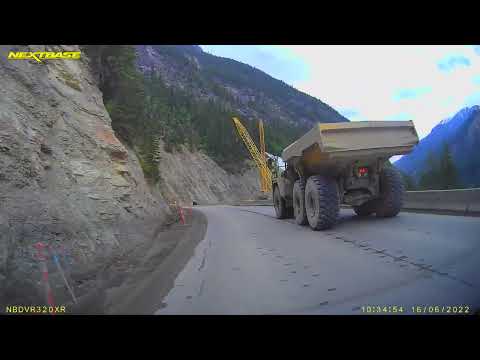 Golden BC highway straightening β rear camera view