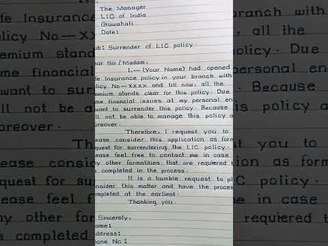 Application For LIC Policy Surrender || MM Handwriting #shorts