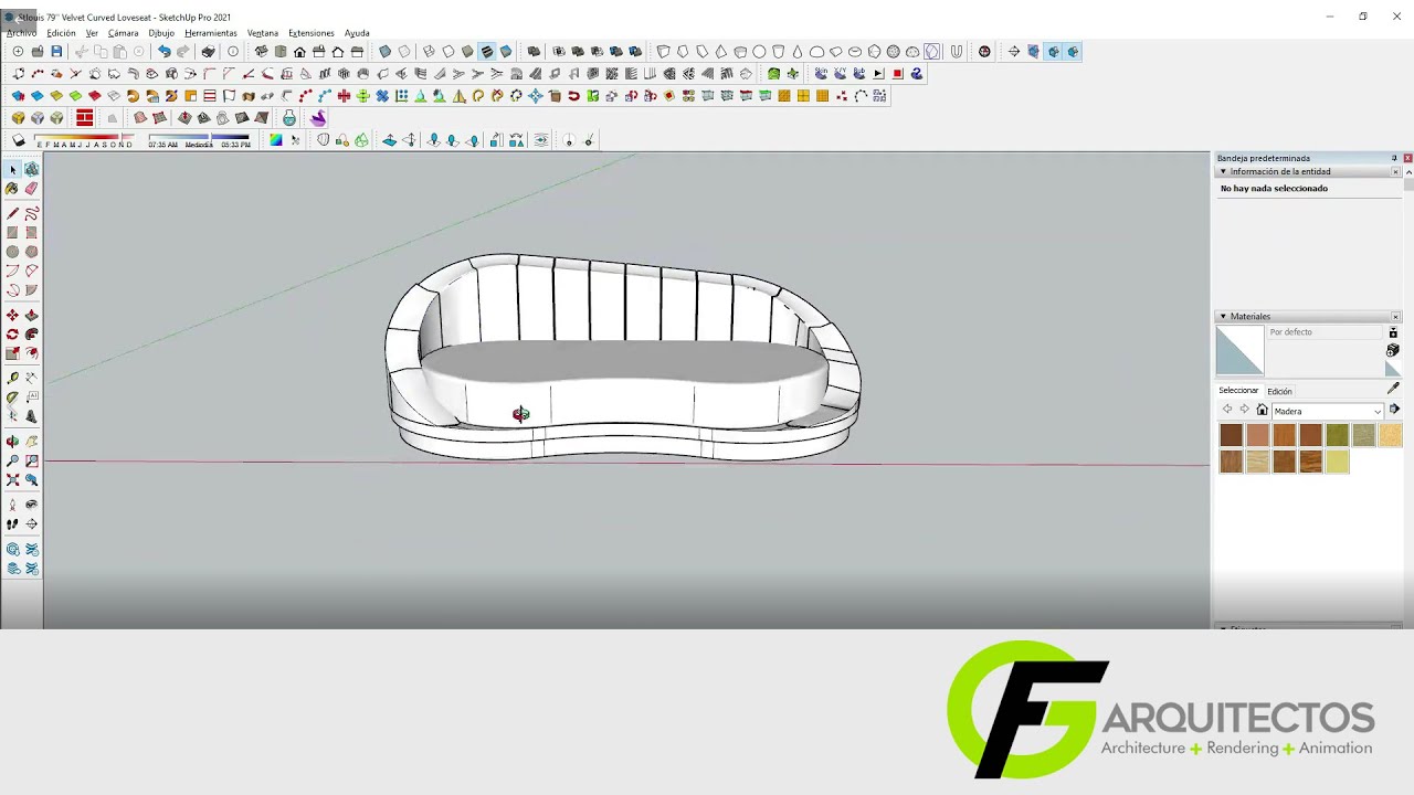 GFIVE ARQUITECTOS - MODELADO 3D EN SKETCHUP - SOFA CURVO