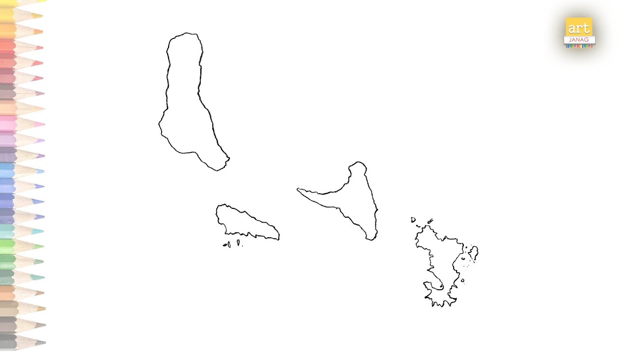 Comoros map outline | How to draw Comoros map step by step | Map drawing | Drawing tutorials