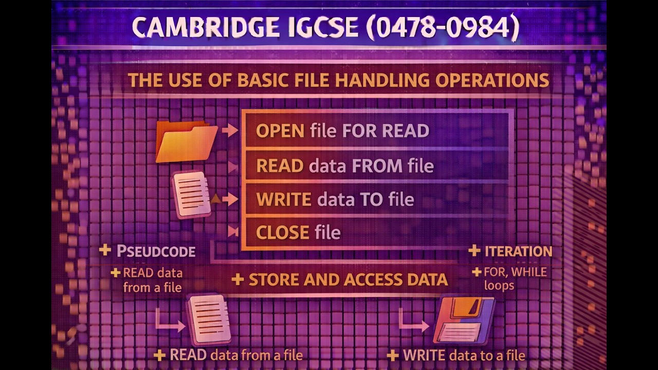 CAMBRIDGE IGCSE (0478/0984) The use of basic file handling operations