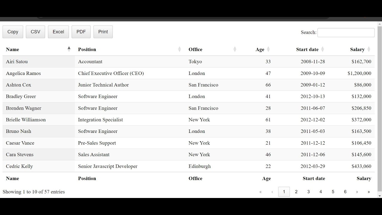 How to Export HTML table data in Excel, PDF, CSV with pagination and filters using DATATABLES JS
