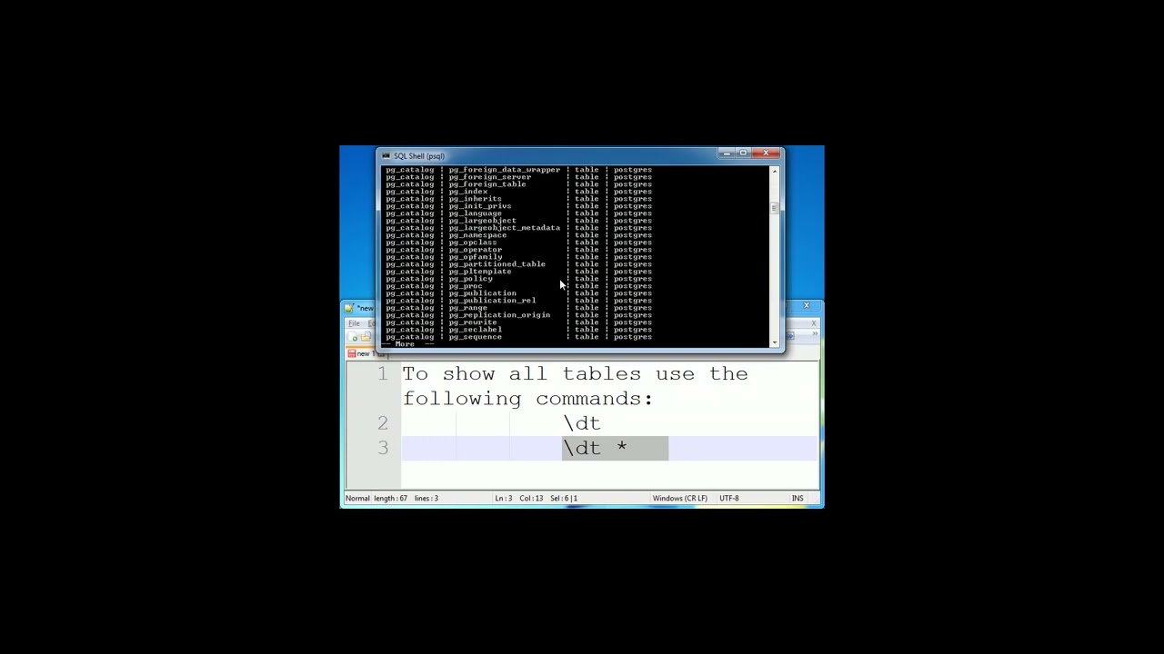 PostgreSQL - SQL Shell - Important Commands