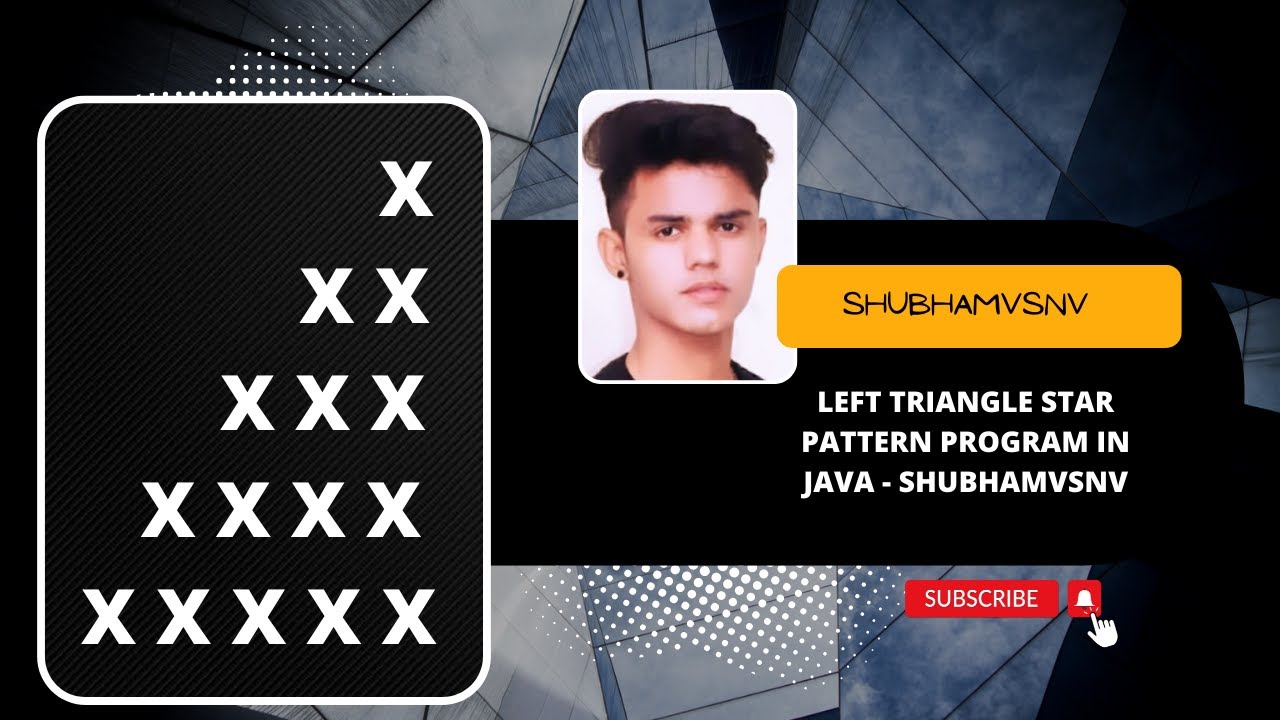 Left Triangle Star Pattern Program in JAVA - shubhamvsnv