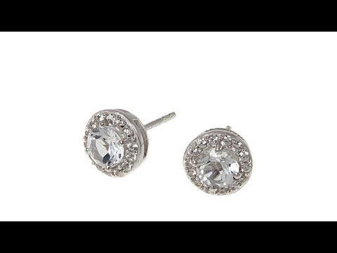 Paul Deasy Gem and White Zircon Halo Sterling Silver Stu...