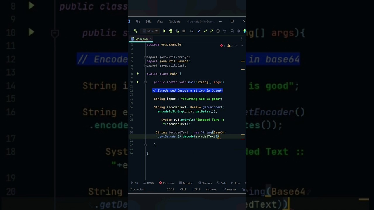 Program to Encode and decode a string in base64 using Java #javaprogram #javaclass
