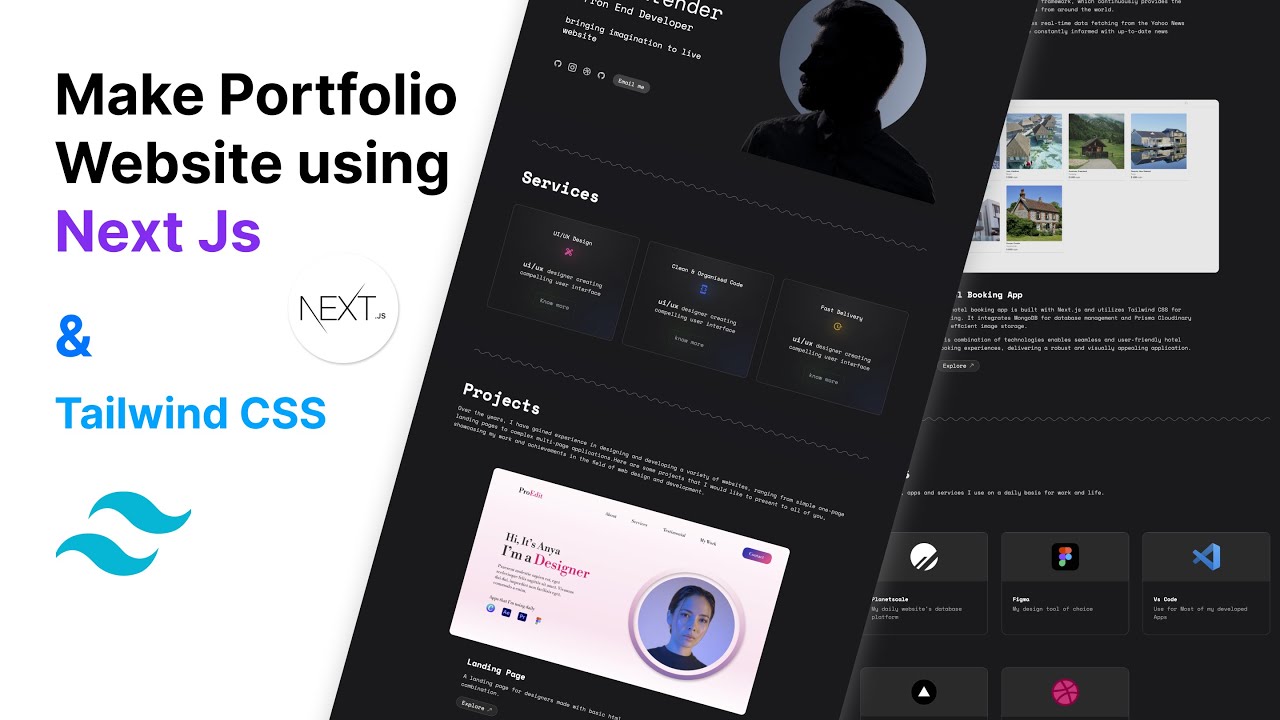 Make Portfolio Website Using Next Js and Tailwind CSS | Nextjs & React Project