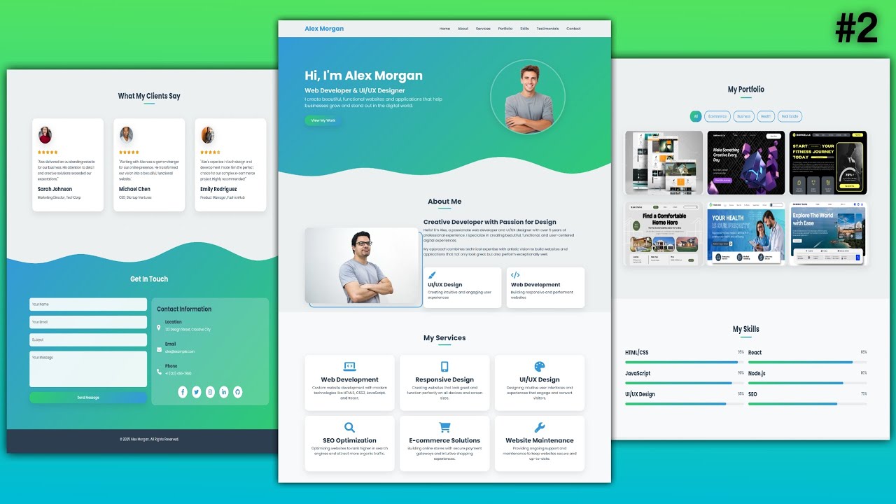 How to Make a Portfolio Website Using HTML CSS and Bootstrap 5 | Wavy Hero Section