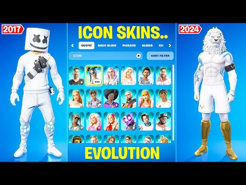 Evolution of Fortnite ICON Skins (2017 - 2024)
