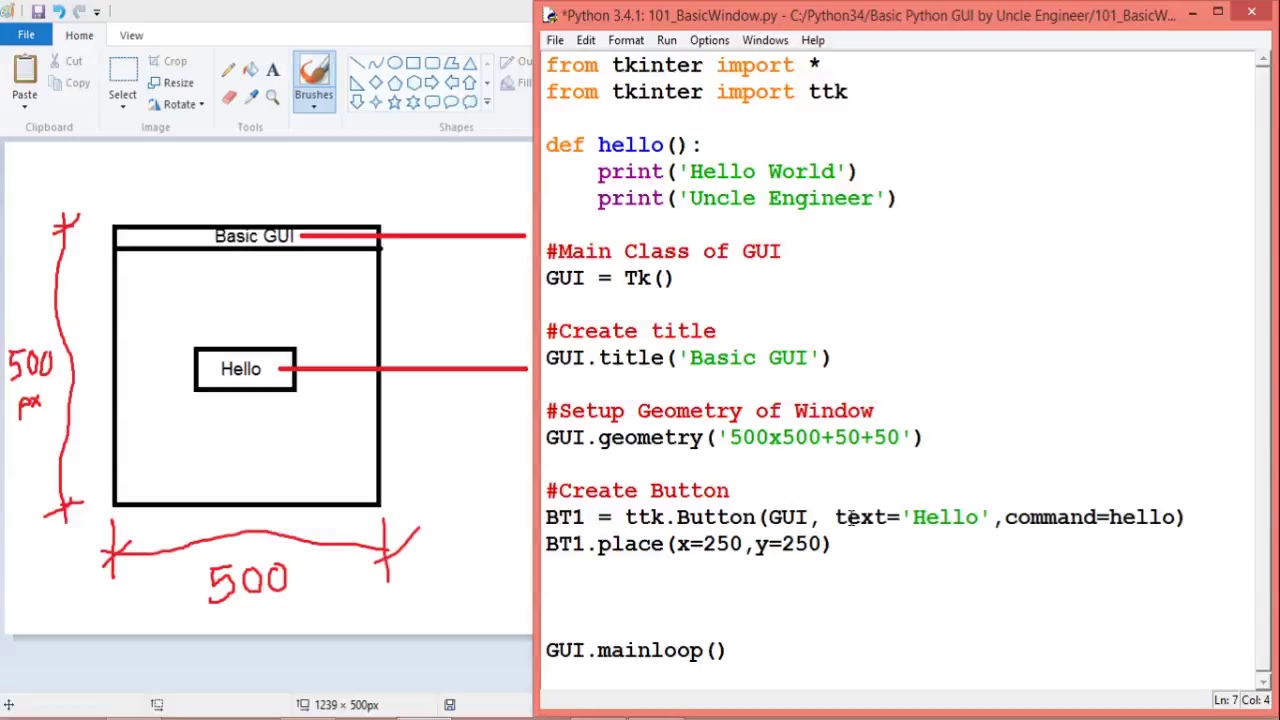 Basic Python GUI (tkinter) Live! #1 Basic Window and Button