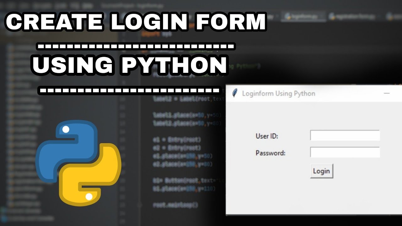 Python Project - Create Login Form / Registration Form Using Python / Python Tutorial