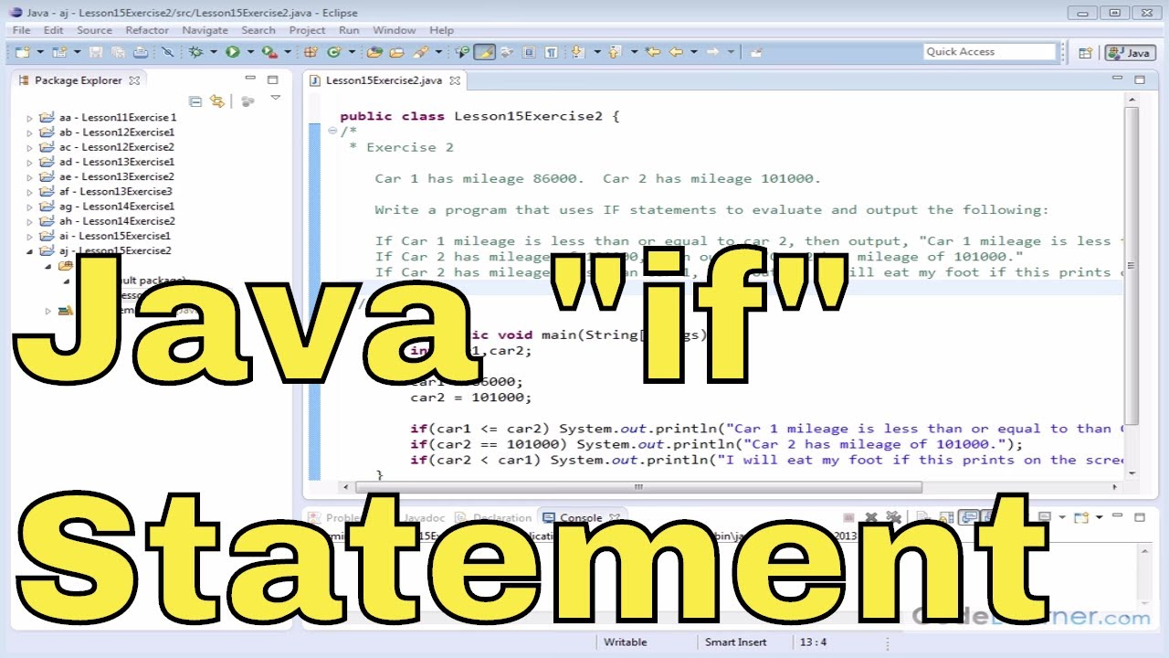15y - Learn Java 'IF' Statements - Exercise 2