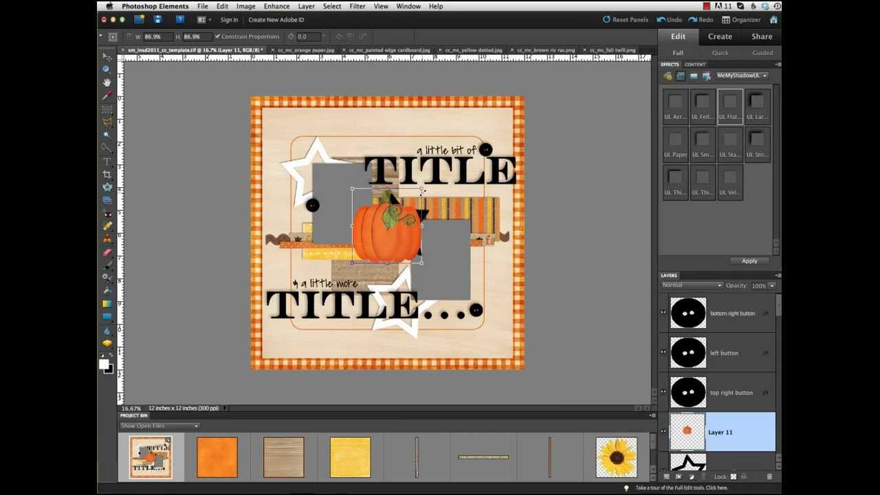 Digital Scrapbook Tutorial - How to use a Template in PSE