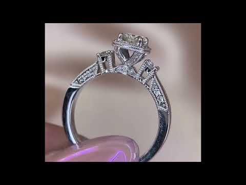 .69ctw Diamond Milgrain 14K White Gold Engagement Ring by Romance