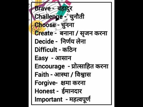 Simple Vocabulary with hindi meaning