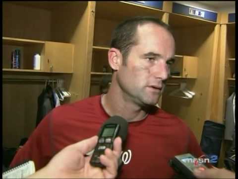 Adam Kennedy talks with the media about his costly 11th inning error