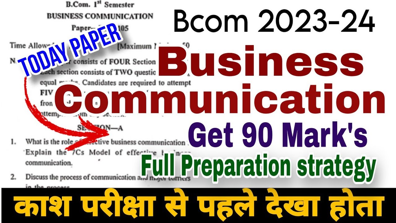Bcom 1st year paper pattern 2023-24|| Business Communication Questions Paper 2023