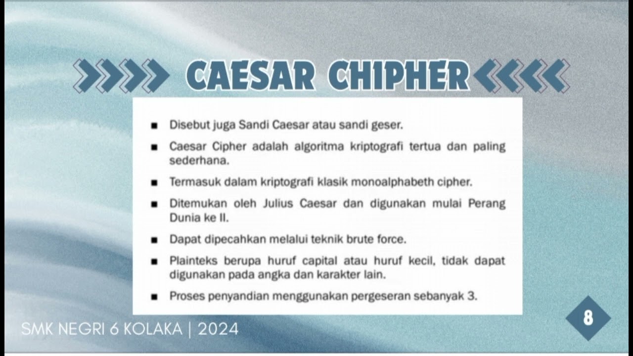 kriptografi - algoritma Caesar cipher #tugas #kemananJaringan #SMKN6kolaka