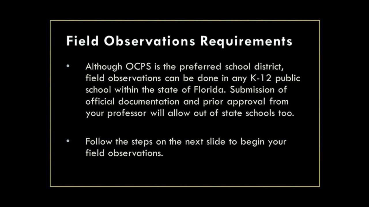 Field Observations Orientation