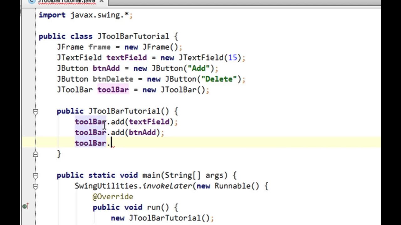 Java swing GUI tutorial #27: JToolBar