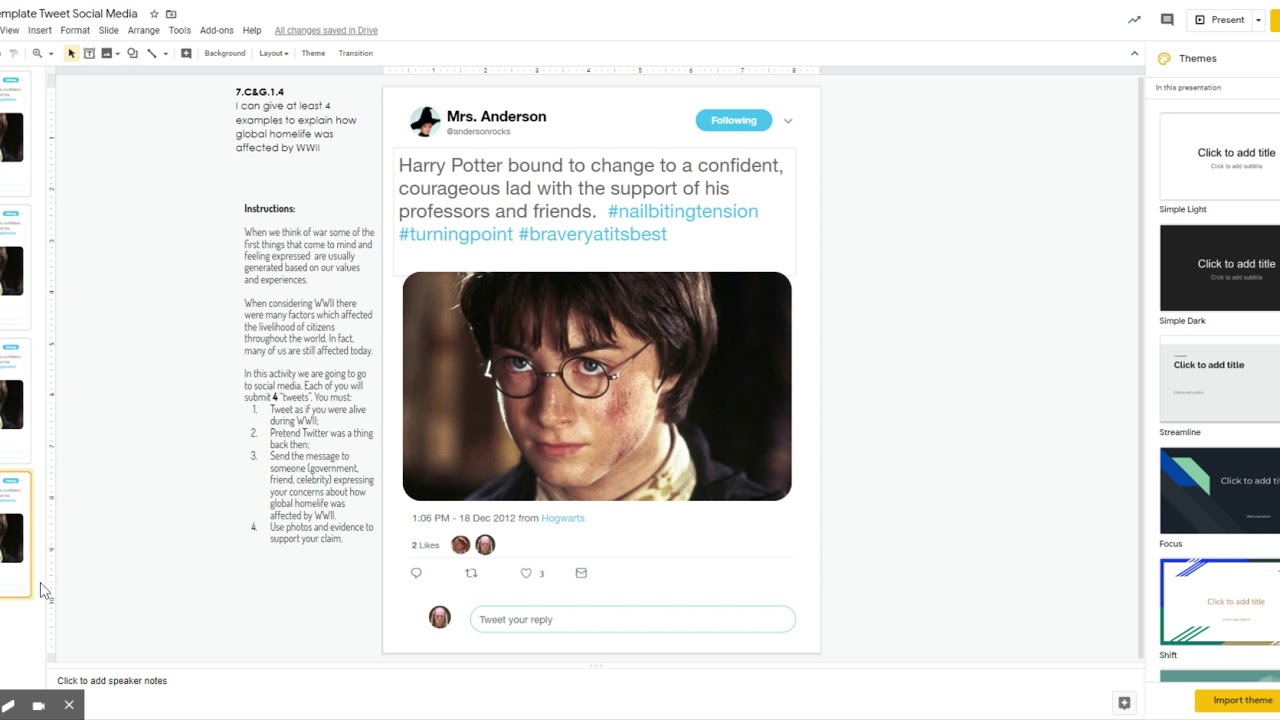 Twitter Template Tweet Social Media - Google Slides