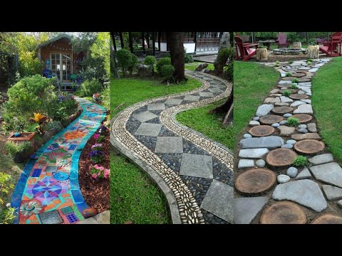 Garden Path Ideas Inspirations. DIY Garden Stone and Mosaic Path Design.