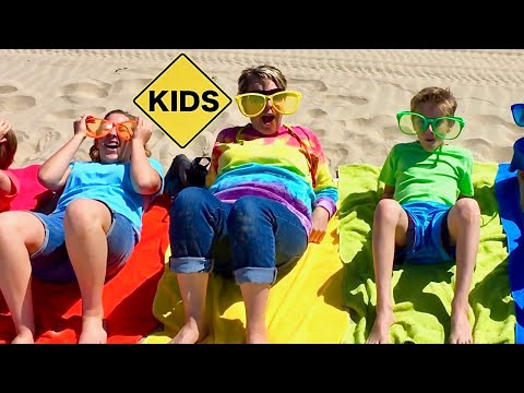 Learn English Words! Rainbow Beach Towels with Sign Post Kids!