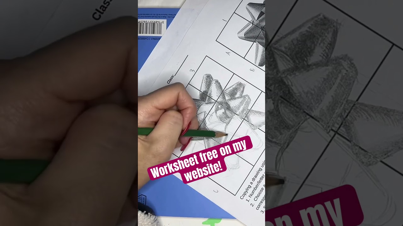 Bow drawing practice! Free worksheet on my website, subscribe for full length art lessons!