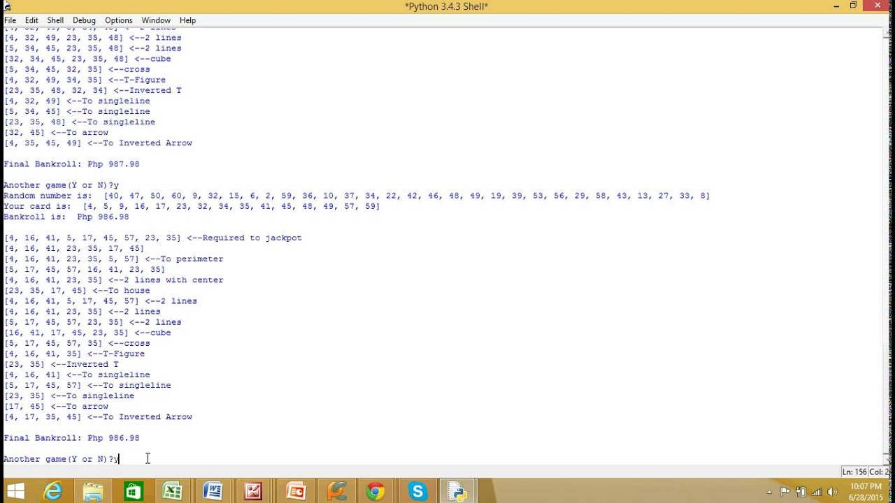 E-Bingo Using Python Programming (w/out Graphics)