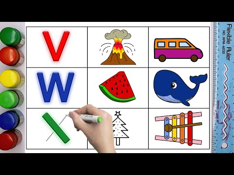 Learn V, W, X and the things starting with these alphabets| V for Volcano, Van. W for Watermelon, ..