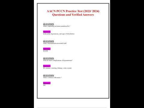 AACN PCCN PRACTICE TEST 2023 2024 QUESTIONS AND VERIFIED ANSWERS