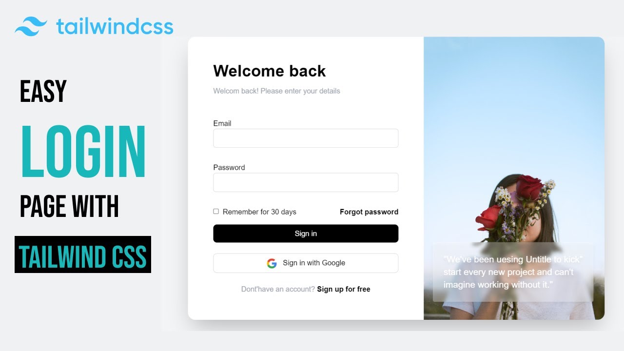 Ultimate Responsive Login Page UI with Tailwind CSS Under 10 Minutes!! #tailwindcss